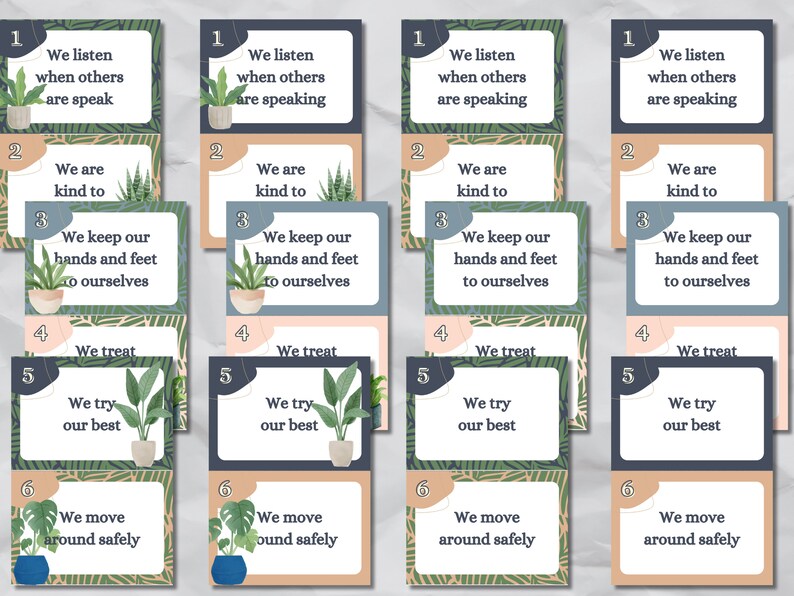 Classroom Rules and Voice Levels for a Calm Plant Themed Classroom ...