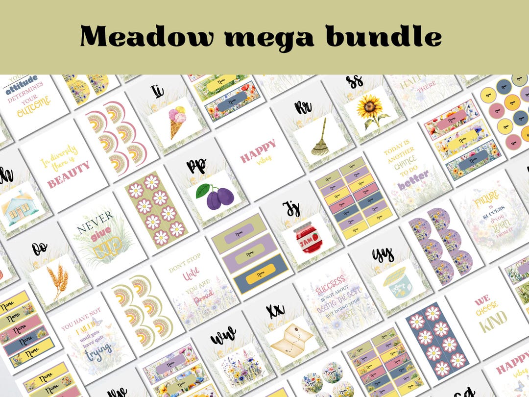 Meadow Mega Classroom Decor Bundle for a Calm Nature Inspired Classroom ...