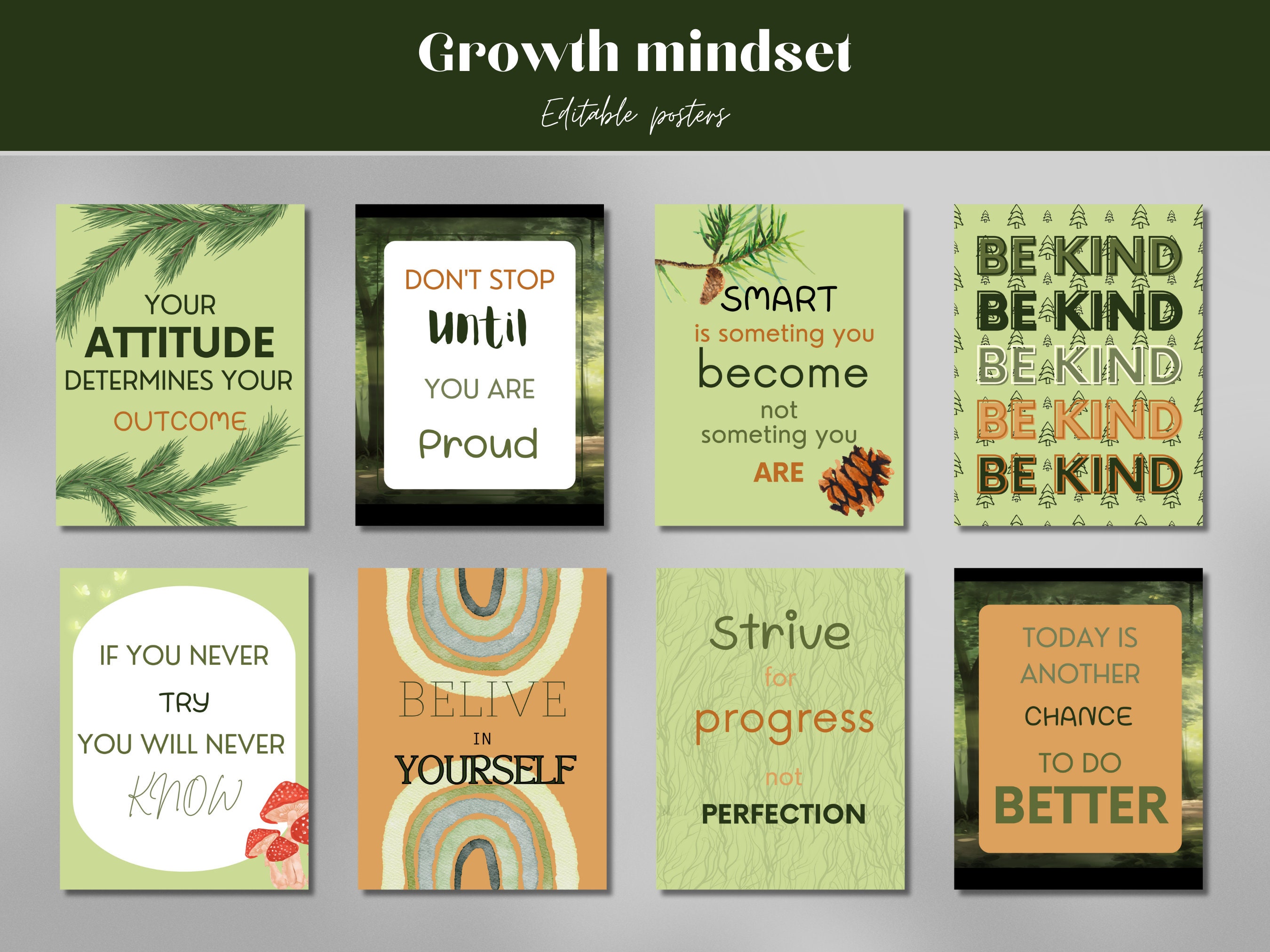 Growth Mindset Posters for a Forest Themed Woodland Classroom - Etsy