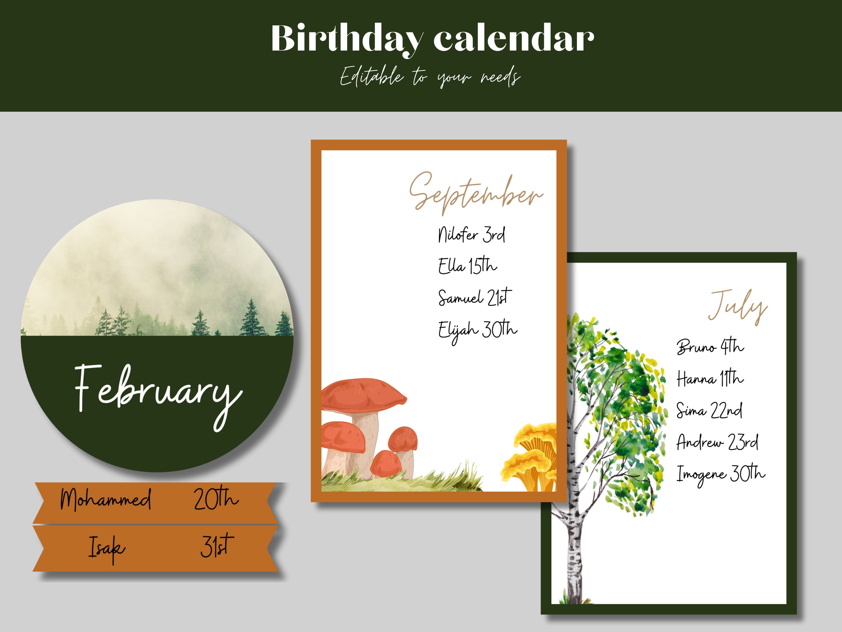 Out of the Woods | Classroom Birthday Calendar | Serene Classroom ...