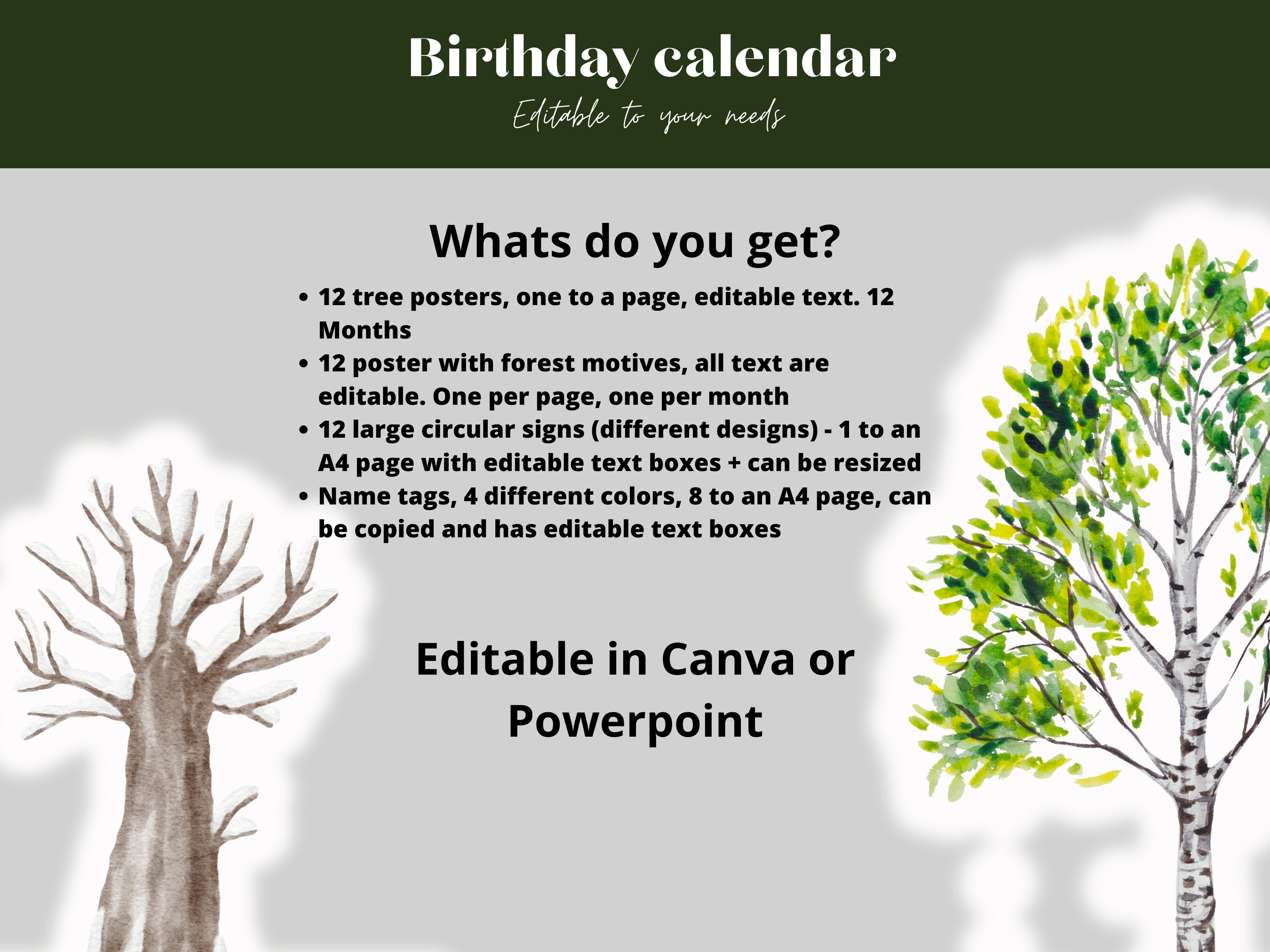 Out of the Woods Classroom Birthday Calendar Serene Classroom - Etsy