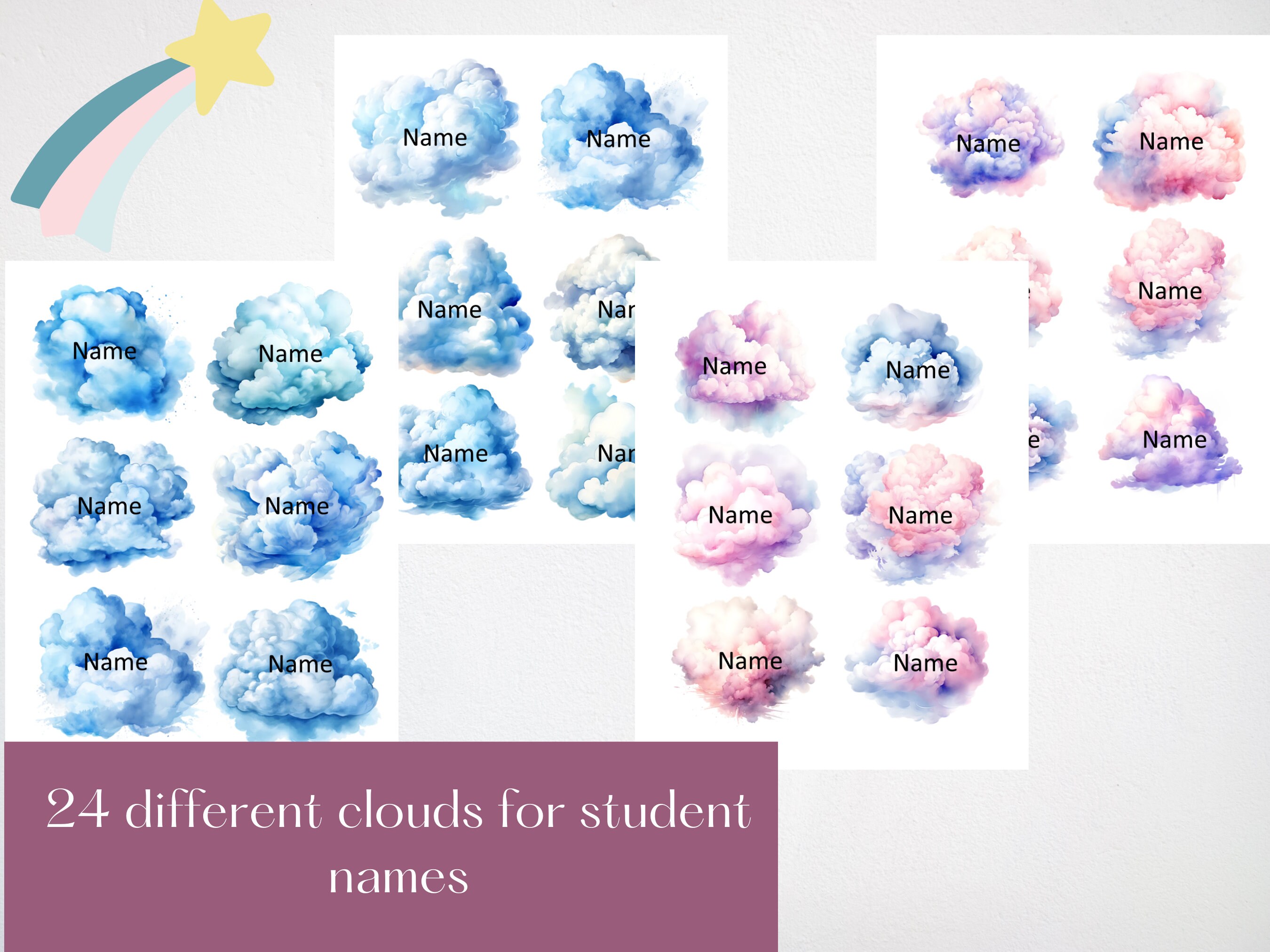 Door Sign for Classrooms | Heavenly Clouds in Beautiful Pastels ...