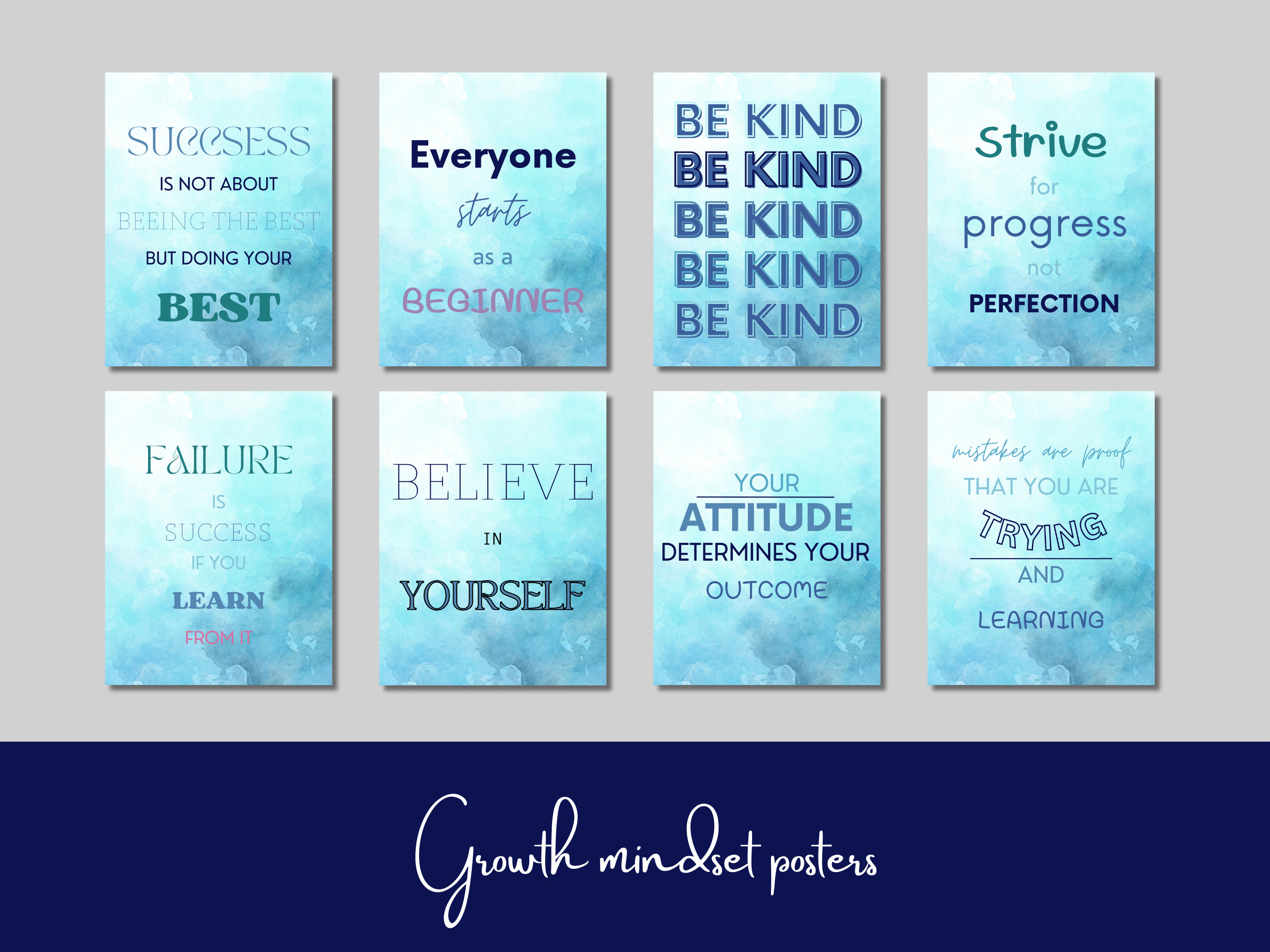 Growth Mindset Motivational Posters for an Ocean Themed Classroom ...