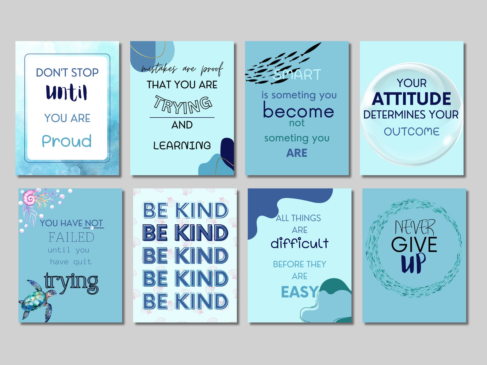 Growth Mindset Motivational Posters for an Ocean Themed Classroom ...