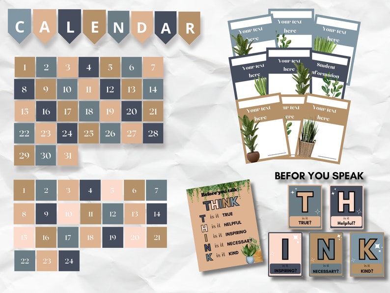 Boho Plants Calm Classroom Decor Bundle |plants Please | Serene ...
