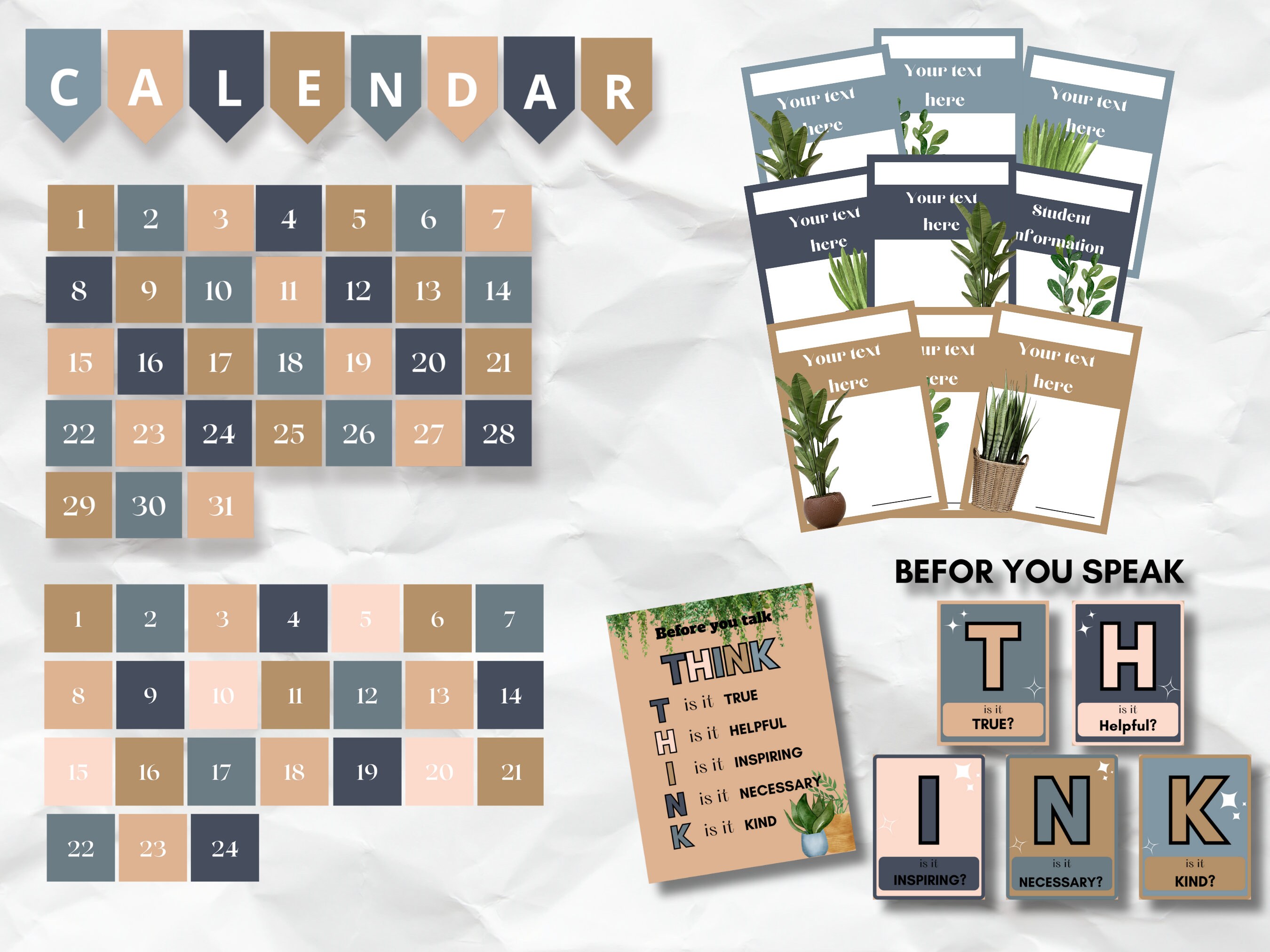 Boho Plants Calm Classroom Decor Bundle |plants Please | Serene ...