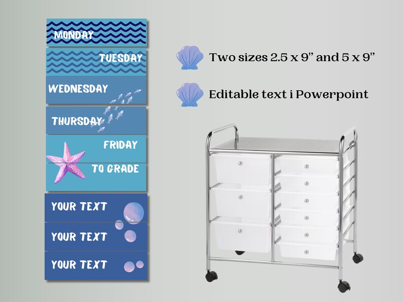 Trolley Cart Labels for an Underwater Classroom | Classroom Decor ...