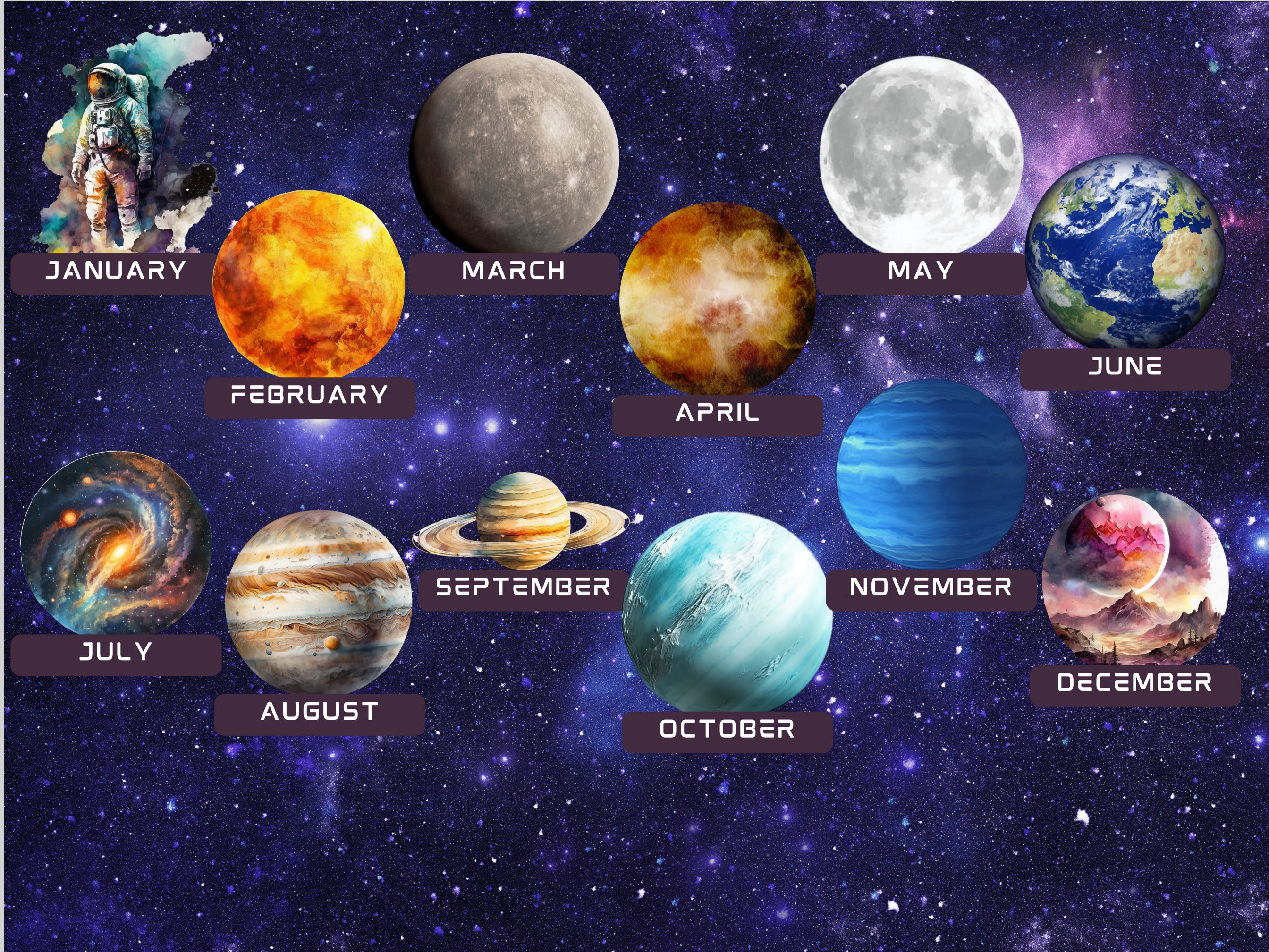 Space Birthday Calendar Display for Classrooms - Etsy