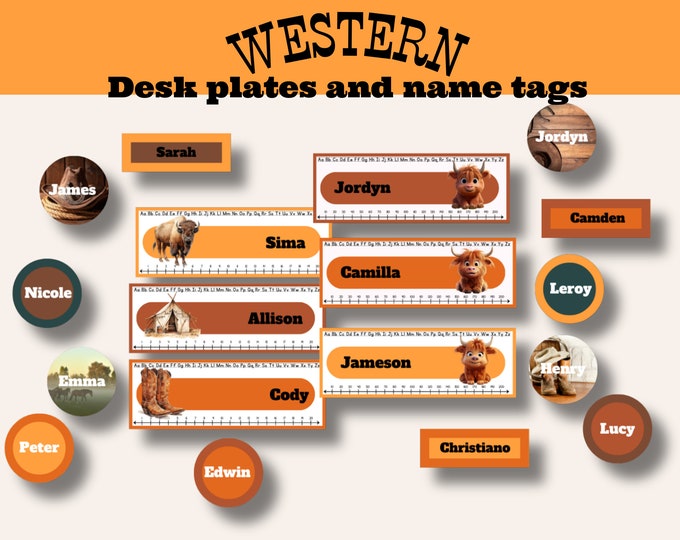 Printable Classroom Desk Plates, Student Name Tags, Editable Canva ...