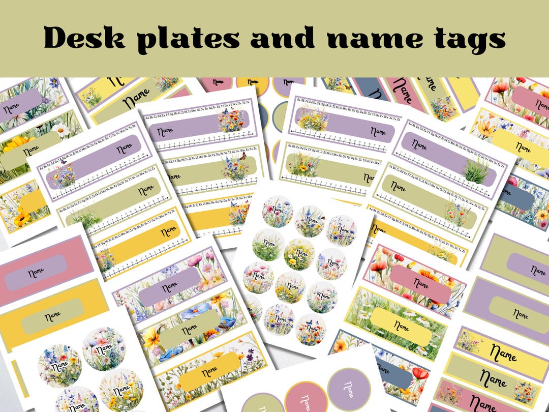 Meadow Themed Desk Plates and Name Tags | Classroom Decor | Wild ...