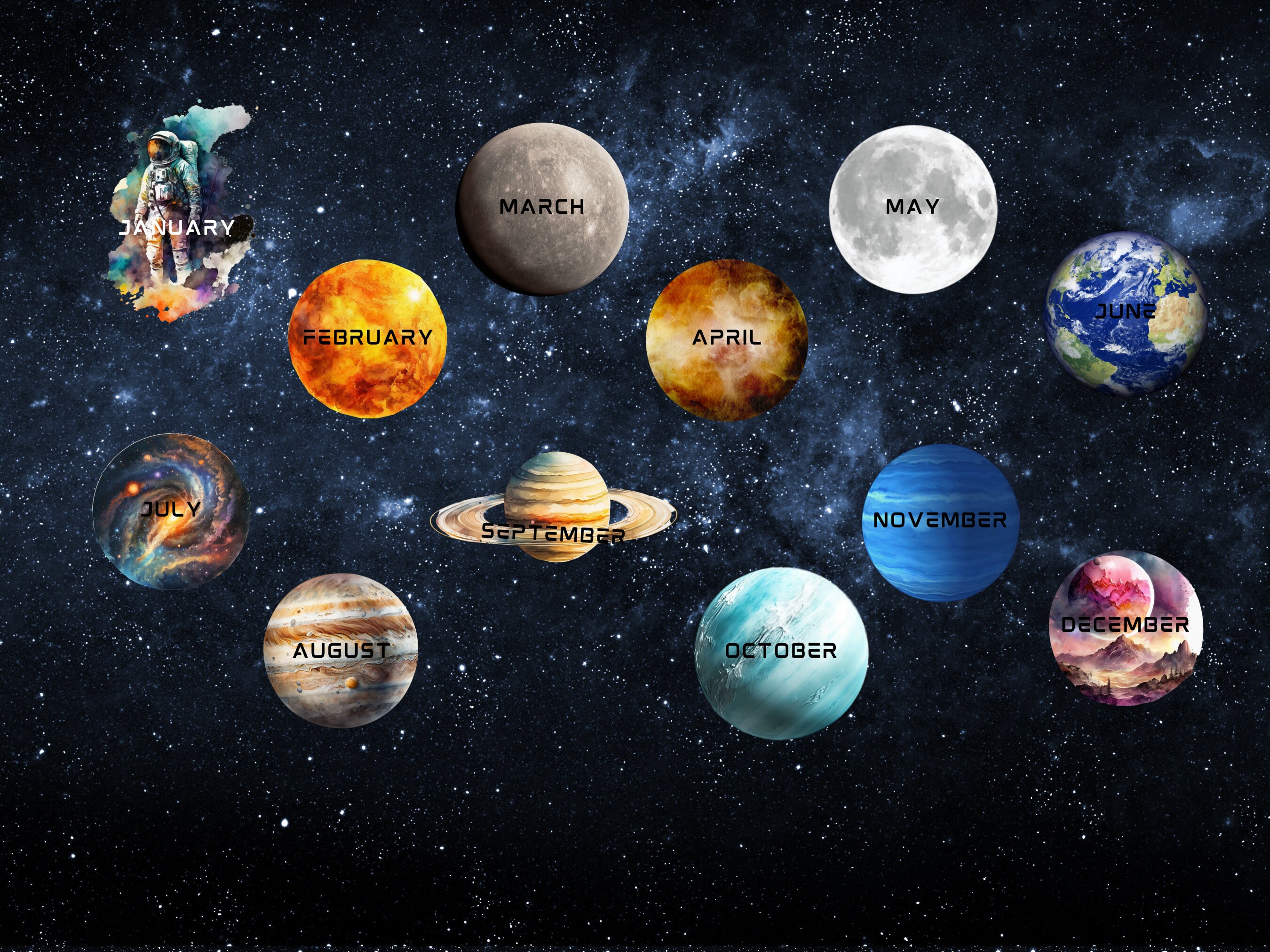 Space Birthday Calendar Display for Classrooms - Etsy