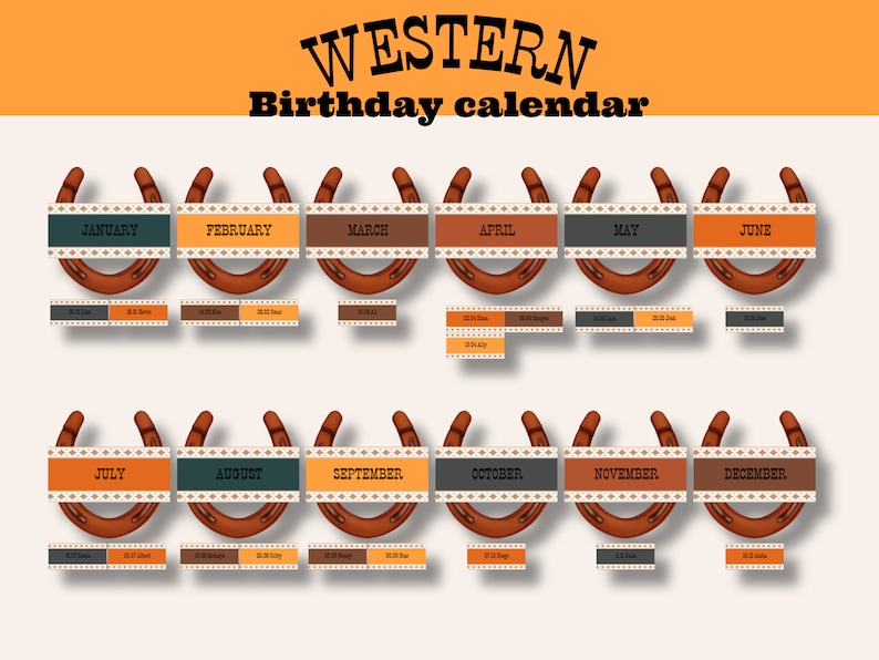 Birthday Calendar for a Western Themed Classroom | Classroom Decor ...