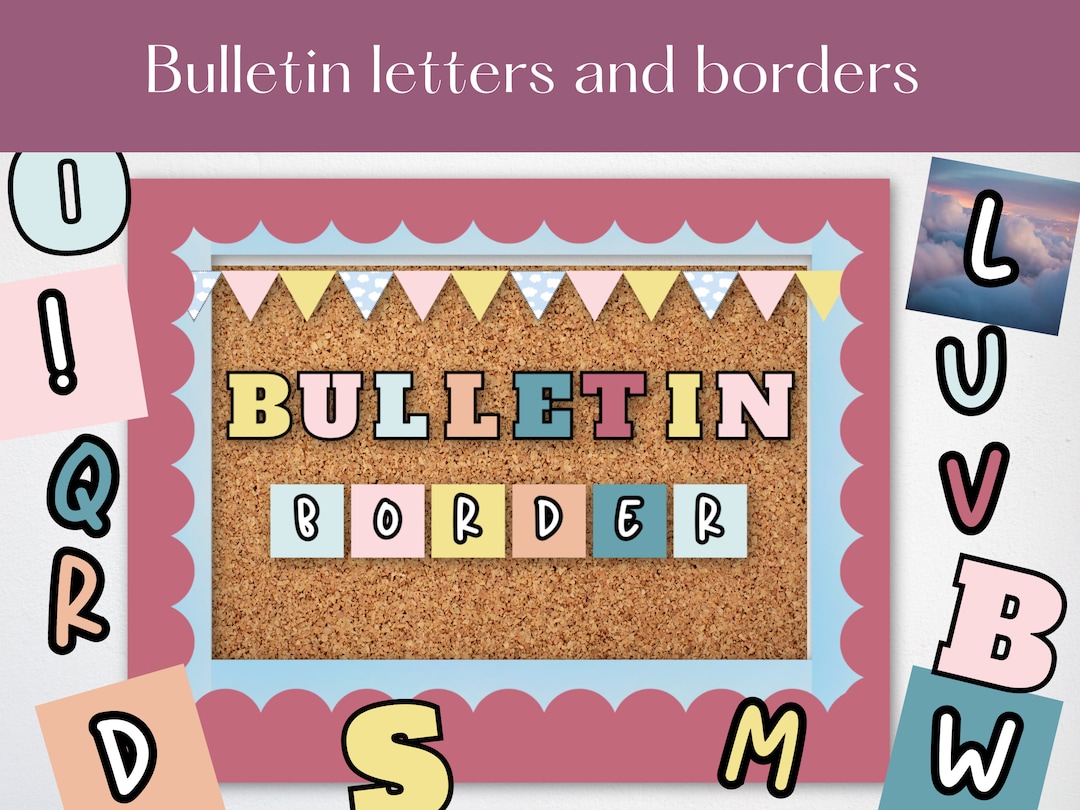 Bulletin Board Boarders and Letters for a Pastel Cloud Themed Classroom ...