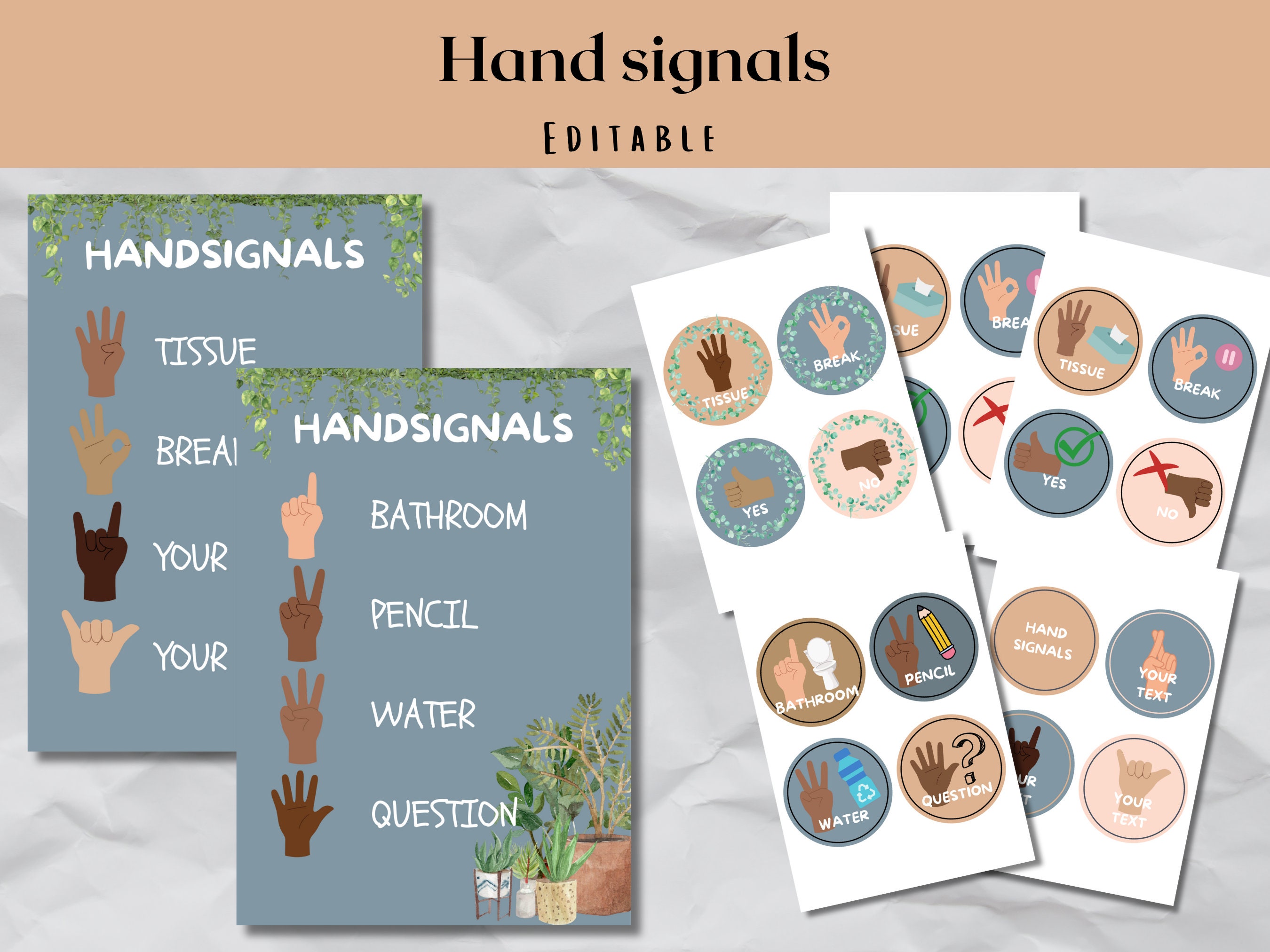 Hand Signals for a Boho Plant Themed Calm Classroom | Classroom Decor ...