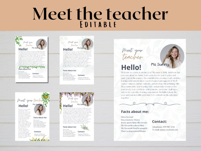 Meet Your Teacher Editable Template - Boho Plants Theme - Etsy