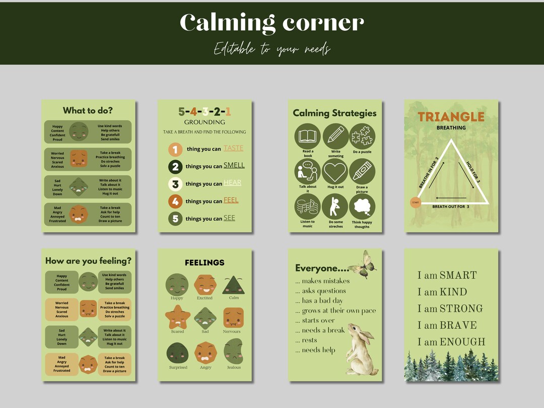 Calming Corner Printable Posters for a Forest Themed Classroom - Etsy