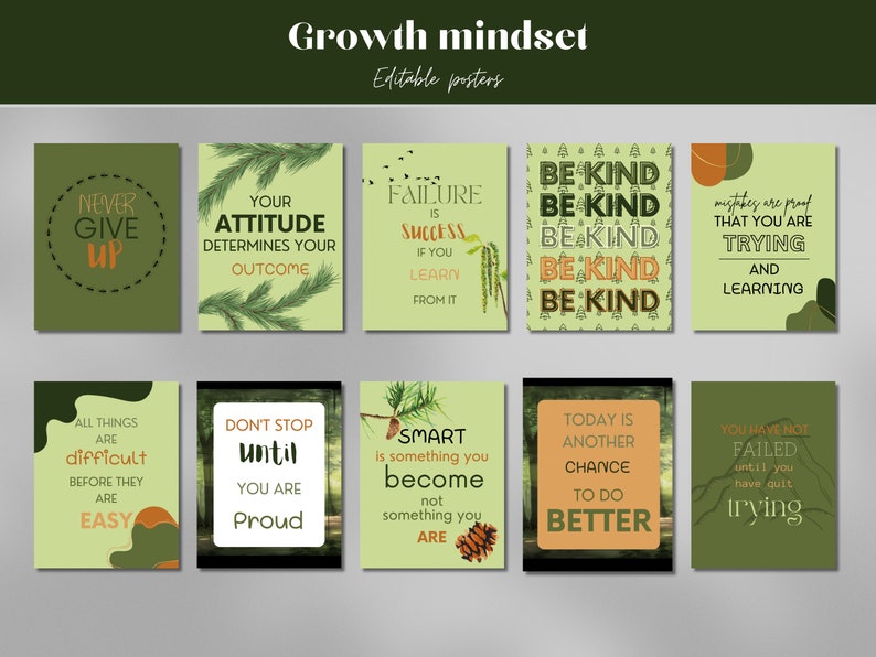 Growth Mindset Posters for a Forest Themed Woodland Classroom - Etsy