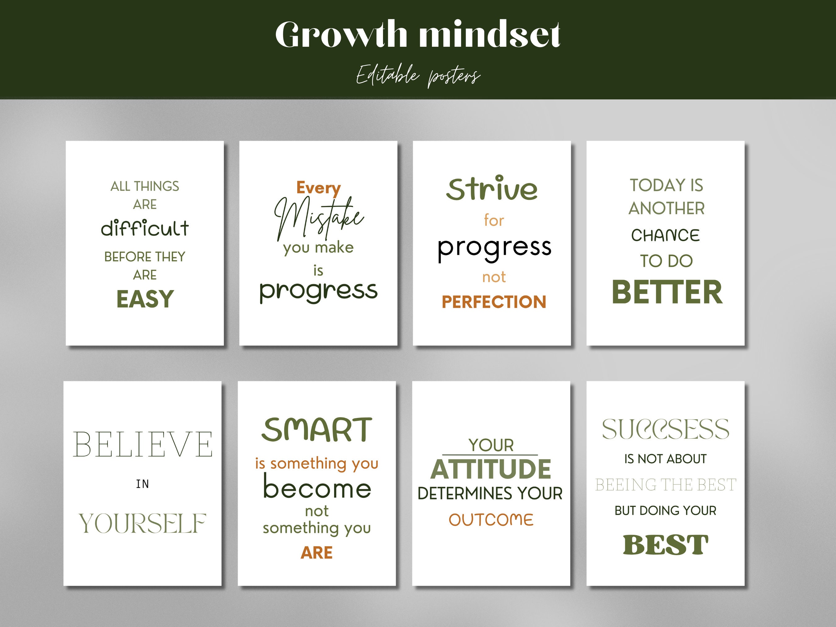 Growth Mindset Posters for a Forest Themed Woodland Classroom - Etsy