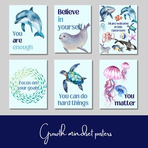 Growth Mindset Motivational Posters for an Ocean Themed Classroom ...