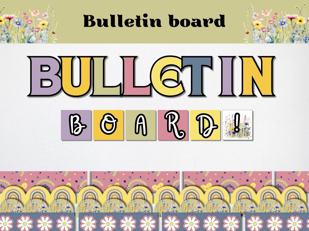 Meadow Wild Flower Themed Bulletin Board Borders and Letters ...
