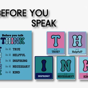 Editable Think Classroom Posters, Think Before You Speak, Classroom ...