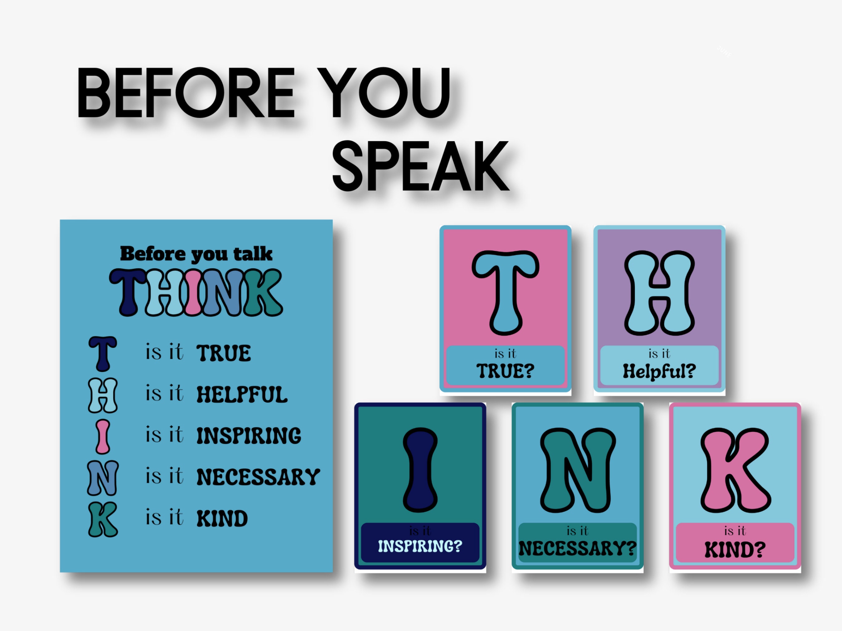 Editable Think Classroom Posters, Think Before You Speak, Classroom ...