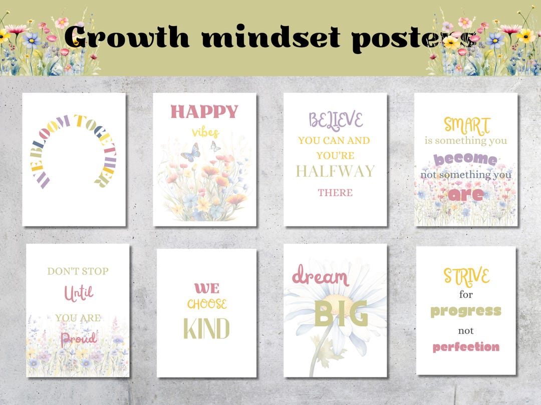 Growth Mindset Posters With a Wild Flower Theme for Classrooms ...