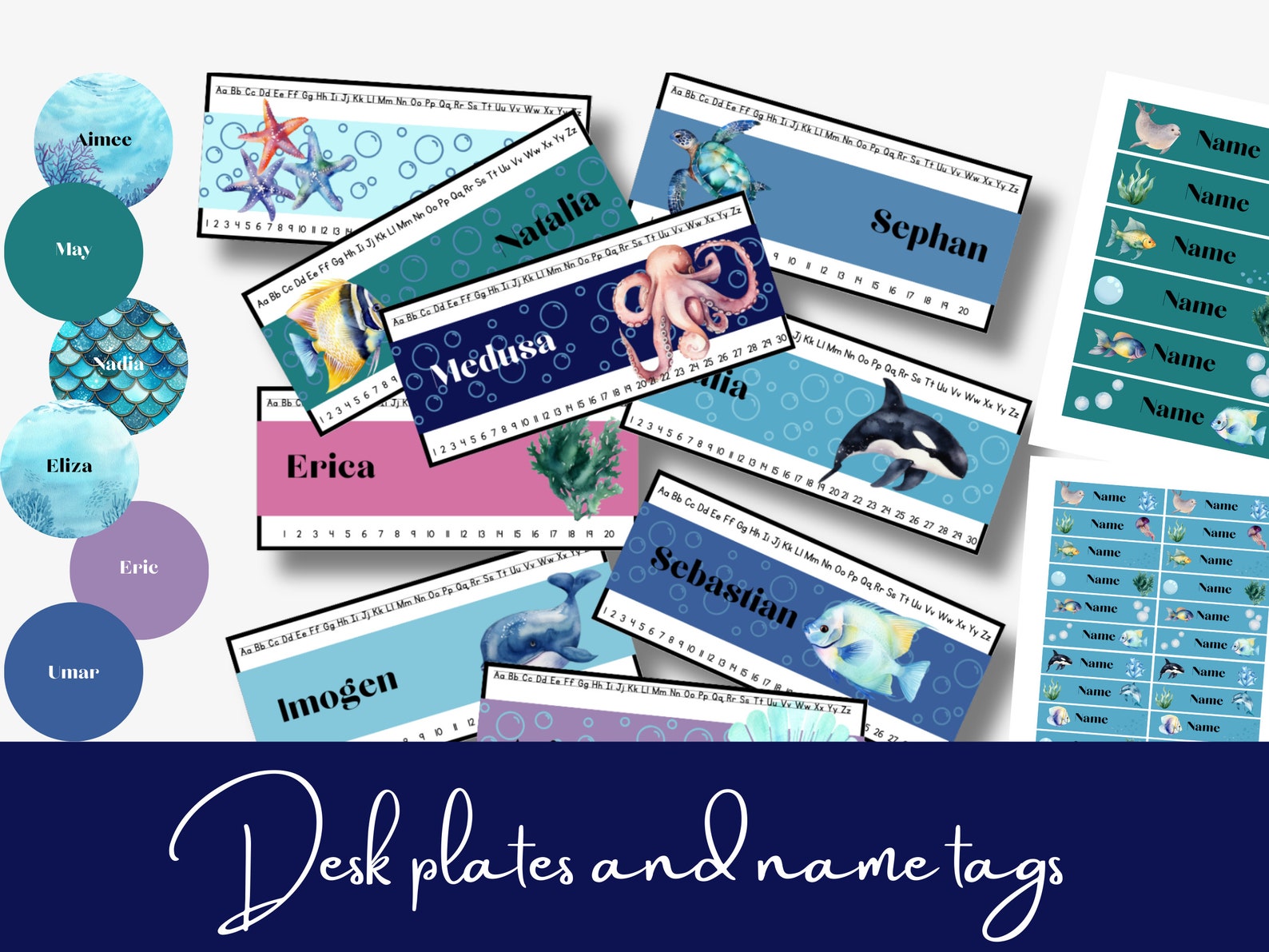 Desk Plates and Name Tags With an Ocean Theme | Classroom Decor | Into ...