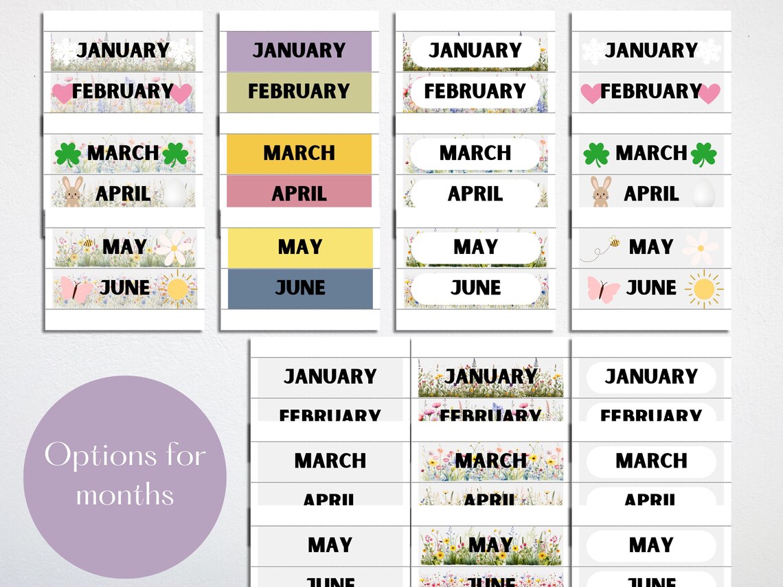 Classroom Calendar With a Wild Flower Meadow Theme Classroom Decor ...