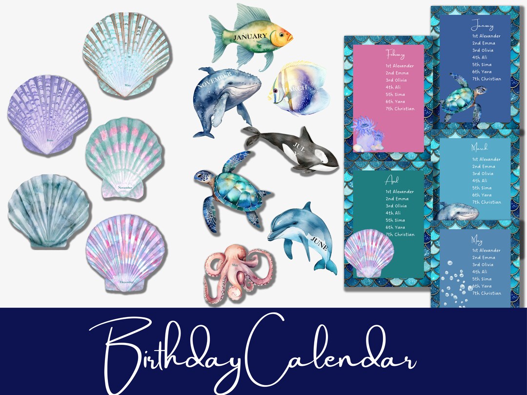 Birthday Calendar - Into the Sea - Ocean Themed Birthday Display - Etsy