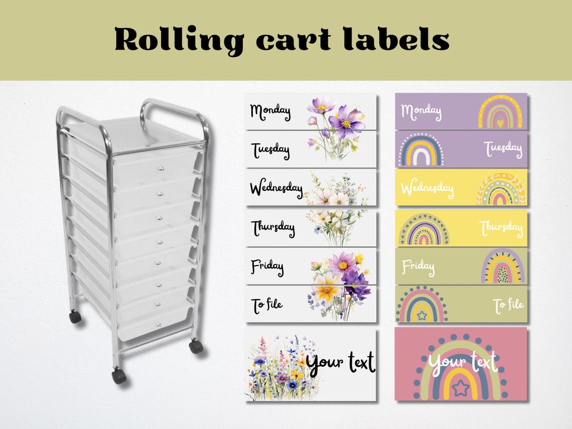 Printable Rolling Cart Labels With a Meadow Theme | Classroom Decor ...