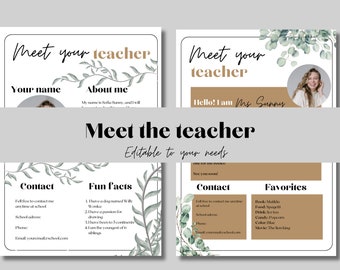 Meet the Teacher Boho Rainbow Canva Editable Template - Etsy
