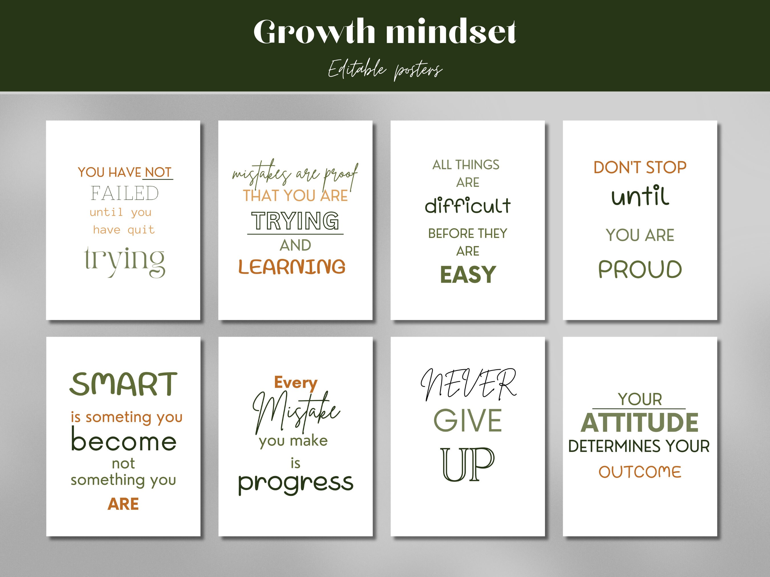 Growth Mindset Posters for a Forest Themed Woodland Classroom - Etsy