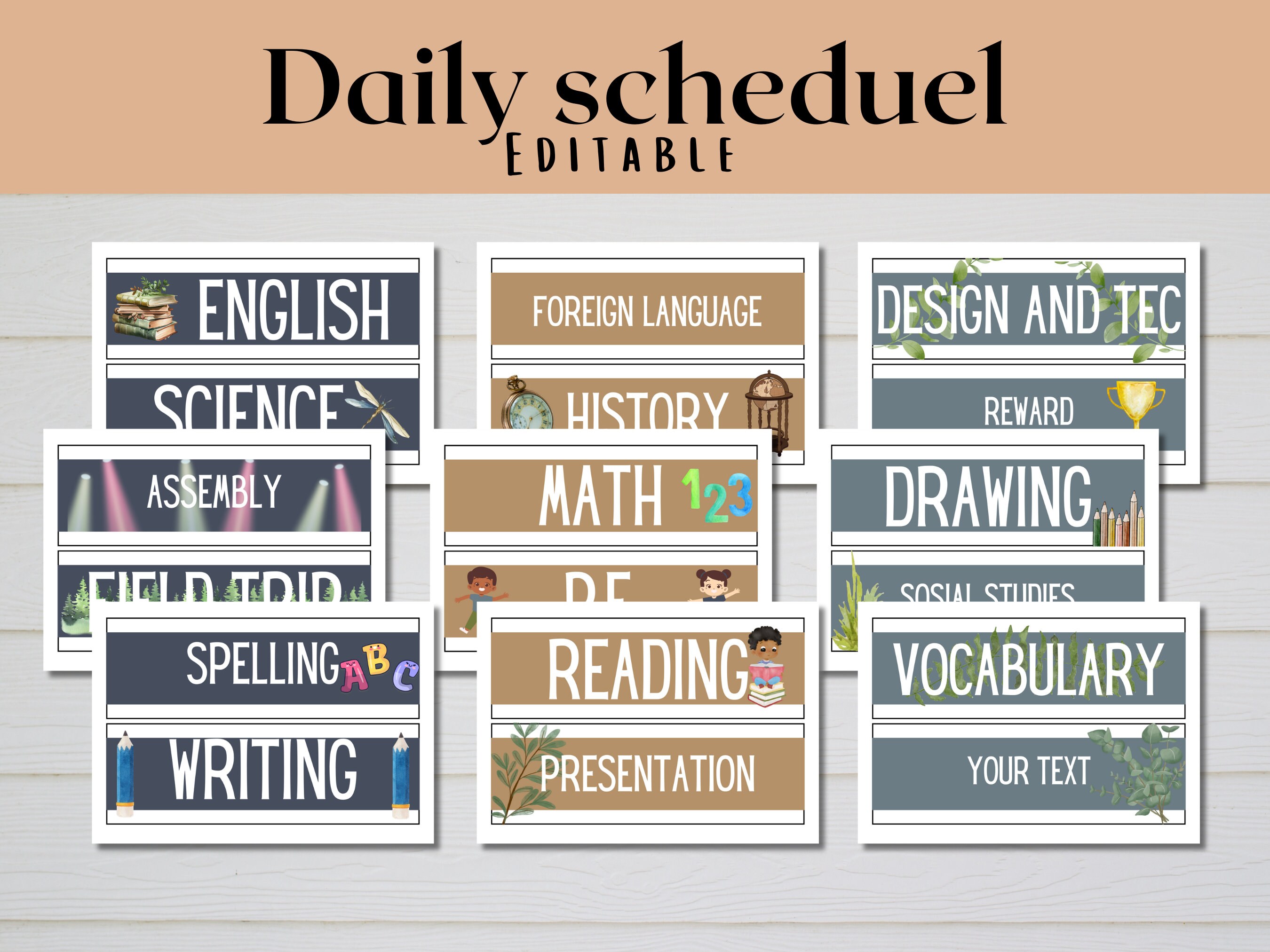 Plants Please - Boho Serene Classroom Collection - Daily Schedule - Etsy