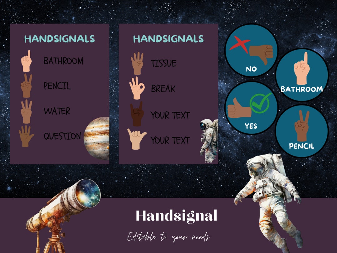 Handsignals for Classrooms - up in Space - Etsy