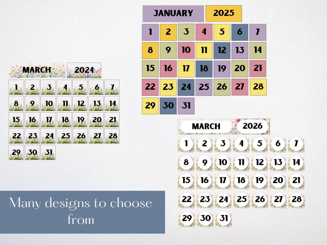 Classroom Calendar With a Wild Flower Meadow Theme Classroom Decor ...