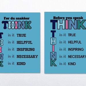 Editable Think Classroom Posters, Think Before You Speak, Classroom ...