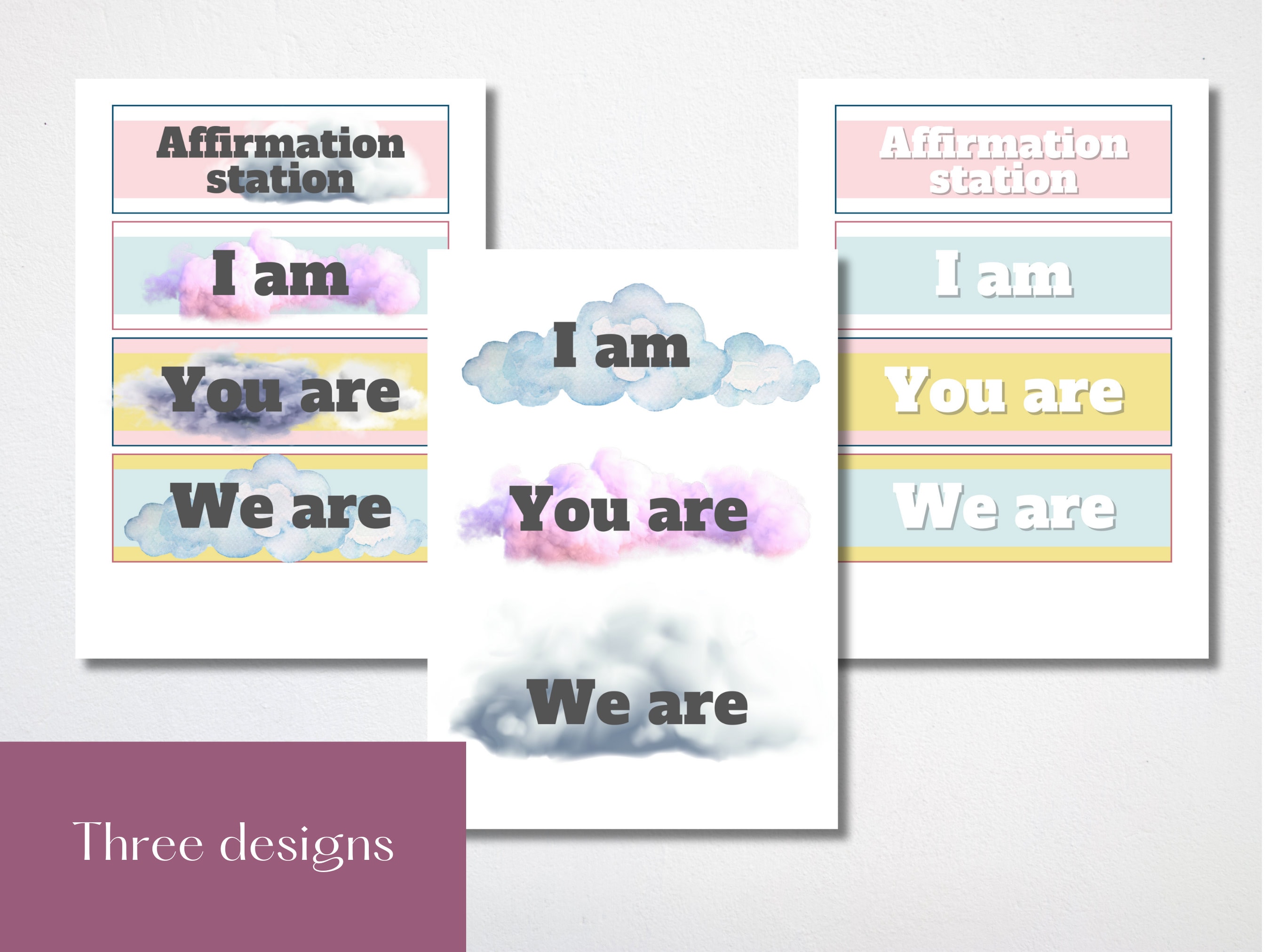 Affirmation Station Pastel Clouds | Classroom Decor | Positive ...