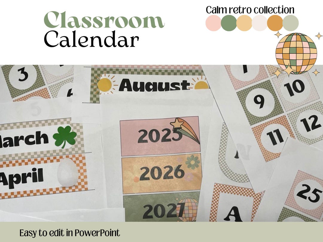 Classroom Calendar Display and Weather Station, Printable Retro ...