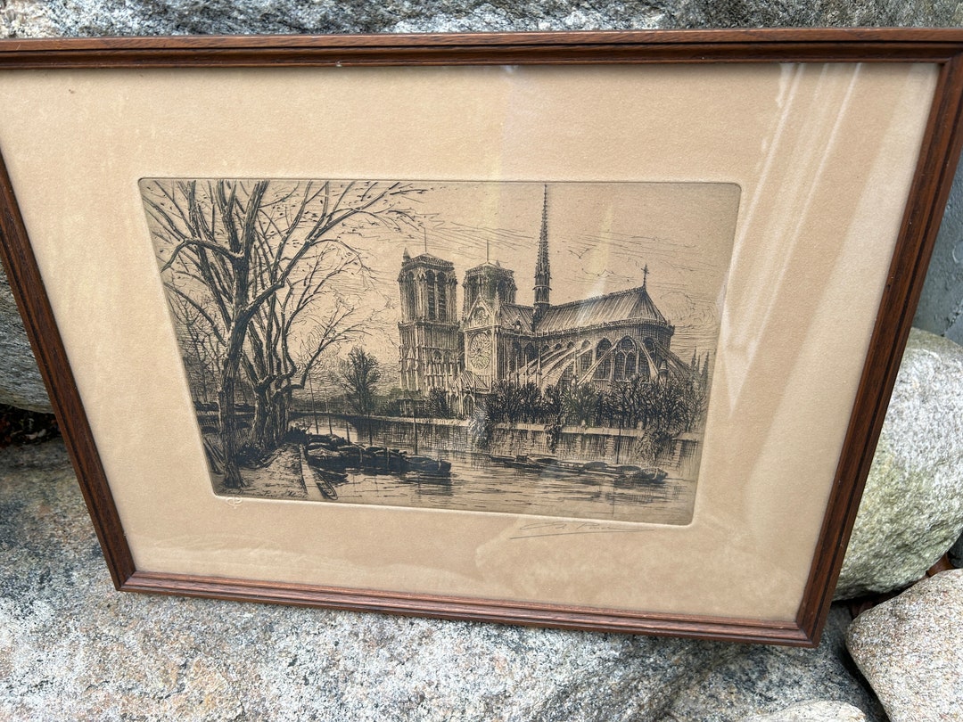 Vintage Charles Pinet Signed Notre Dame and the Seine Paris Etching - Etsy