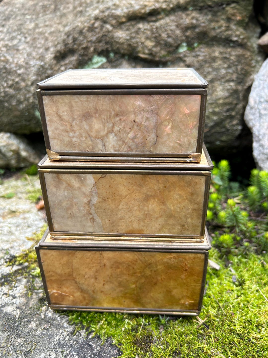 Set of Three 3 Vintage Capiz Shell / Mother of Pearl Trinket Boxes - Etsy