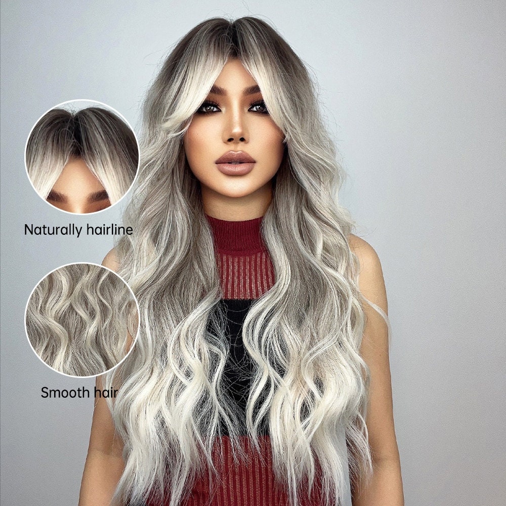 Short Wavy Gray Wig Gray Ash Synthetic Wig for Woman - Etsy