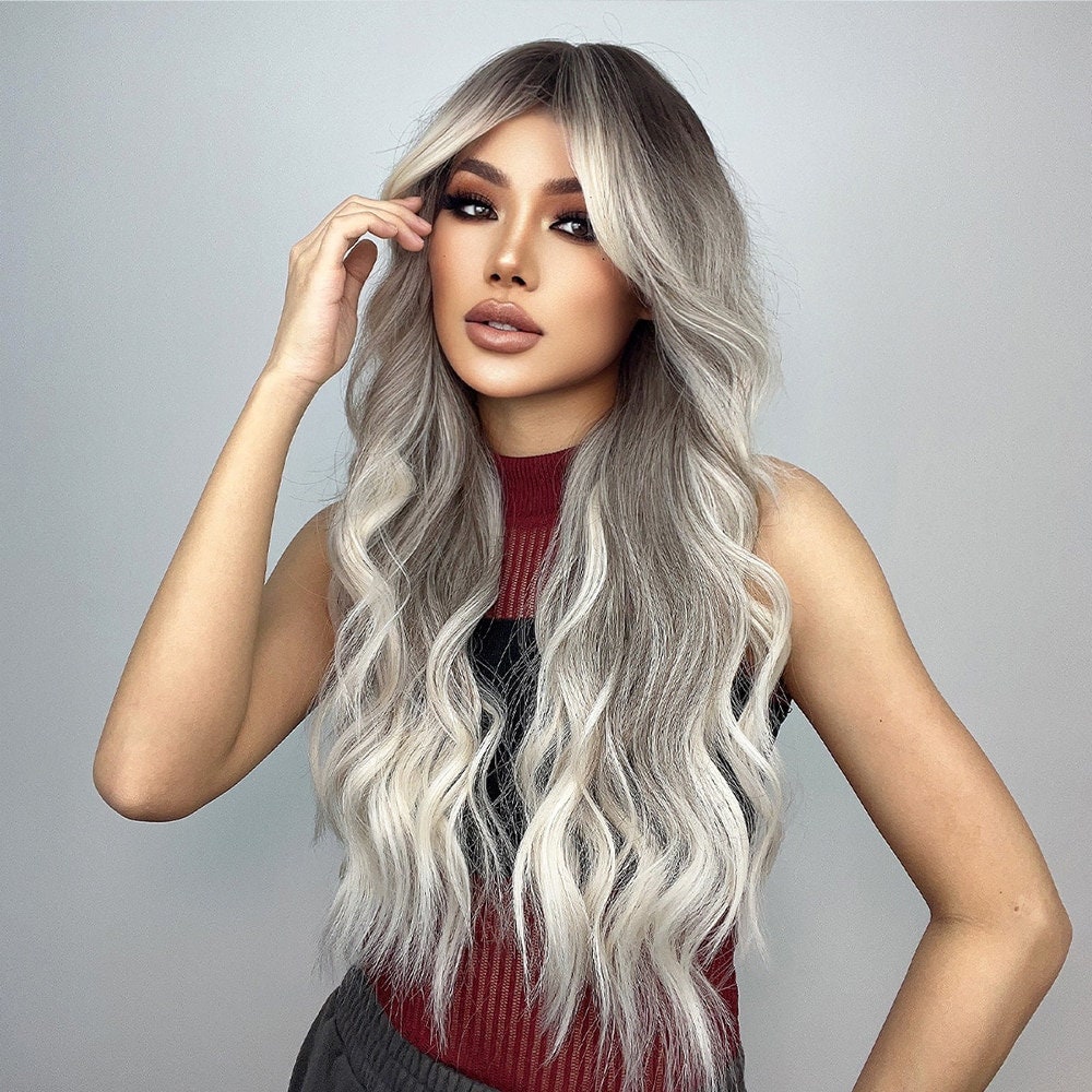 Short Wavy Gray Wig Gray Ash Synthetic Wig for Woman - Etsy