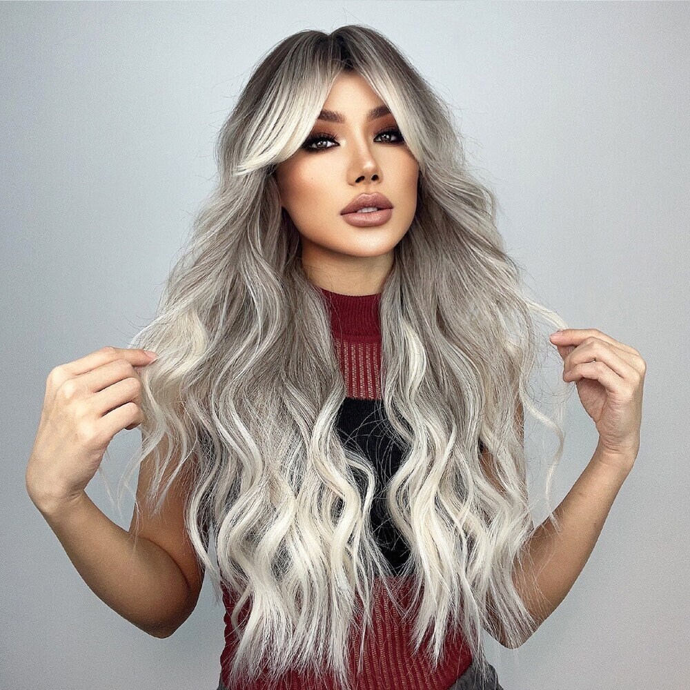 Short Wavy Gray Wig Gray Ash Synthetic Wig for Woman - Etsy