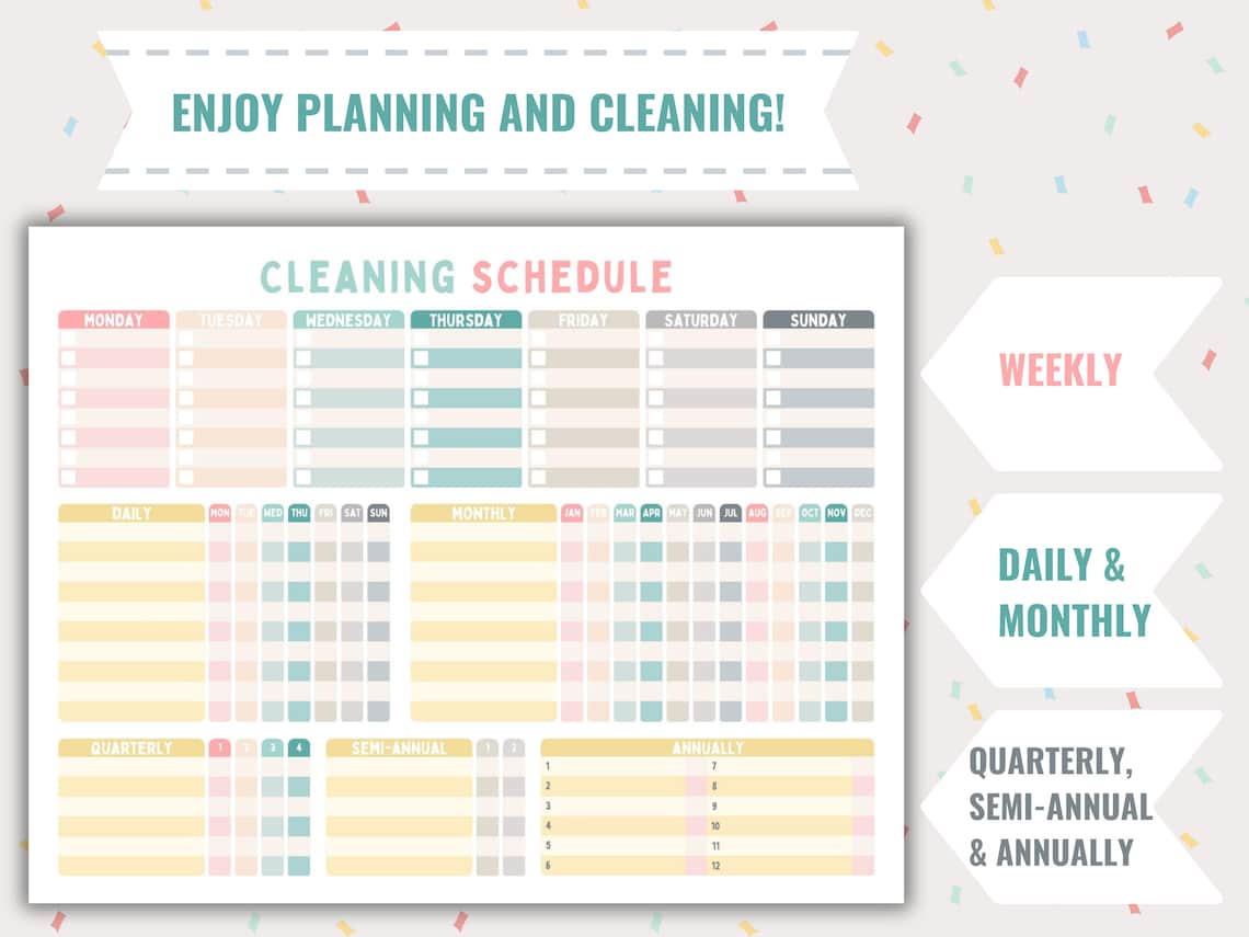 Editable Cleaning Planner Cleaning Checklist Cleaning Schedule - Etsy