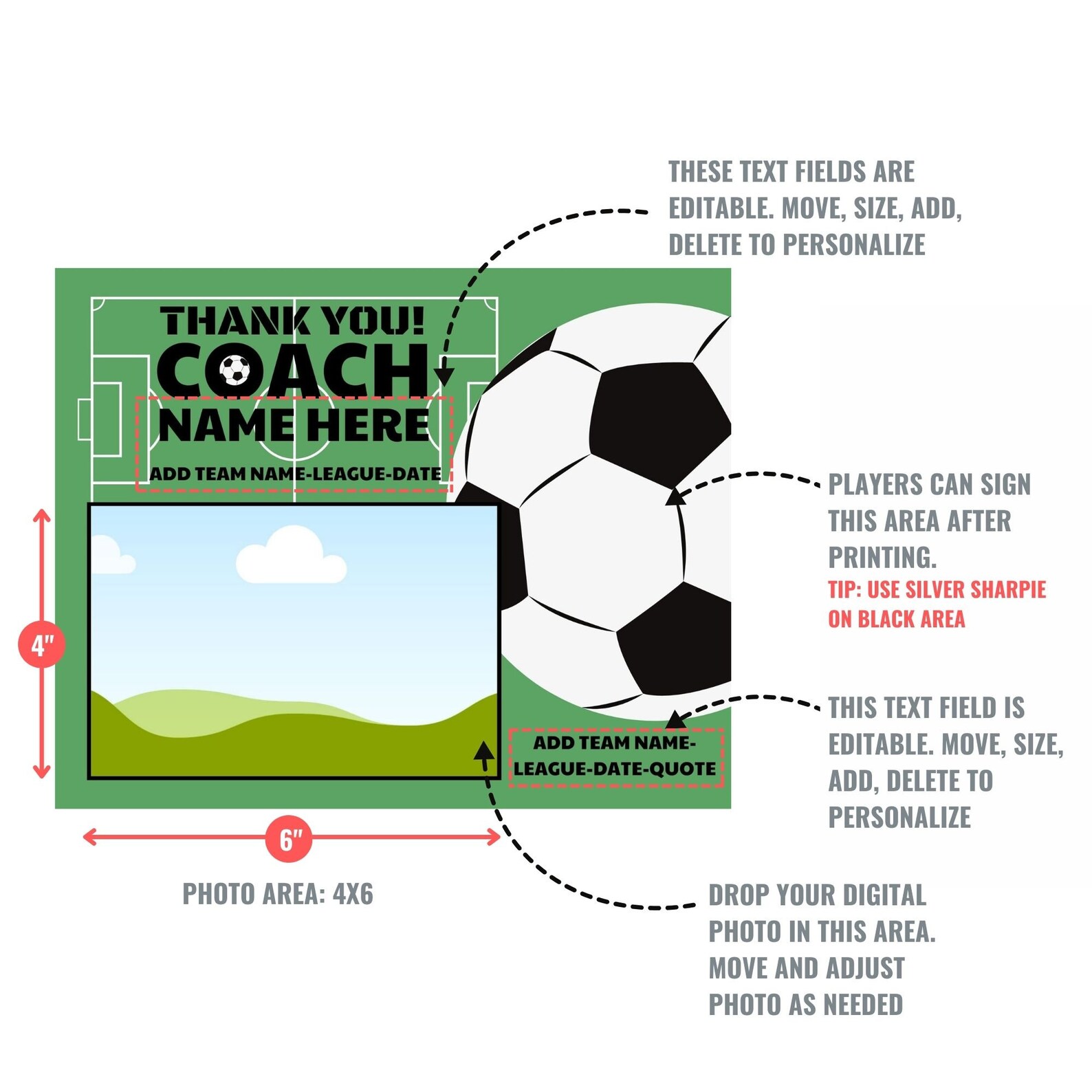 Editable Soccer Coach Gift Printable Instant Digital Download, Thank ...