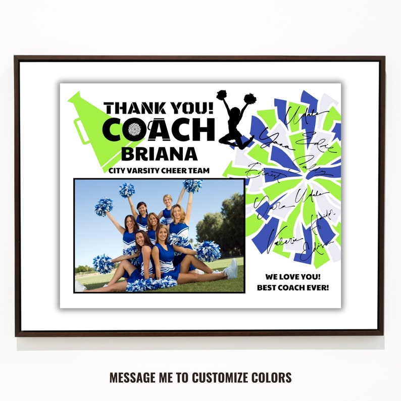 Cheer Coach Thank You Gift: Editable Team Photo Certificate (digital ...