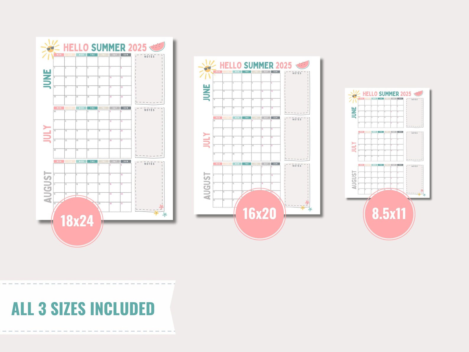 2025 Summer Calendar: Large Printable Planner for Kids (PDF Download ...