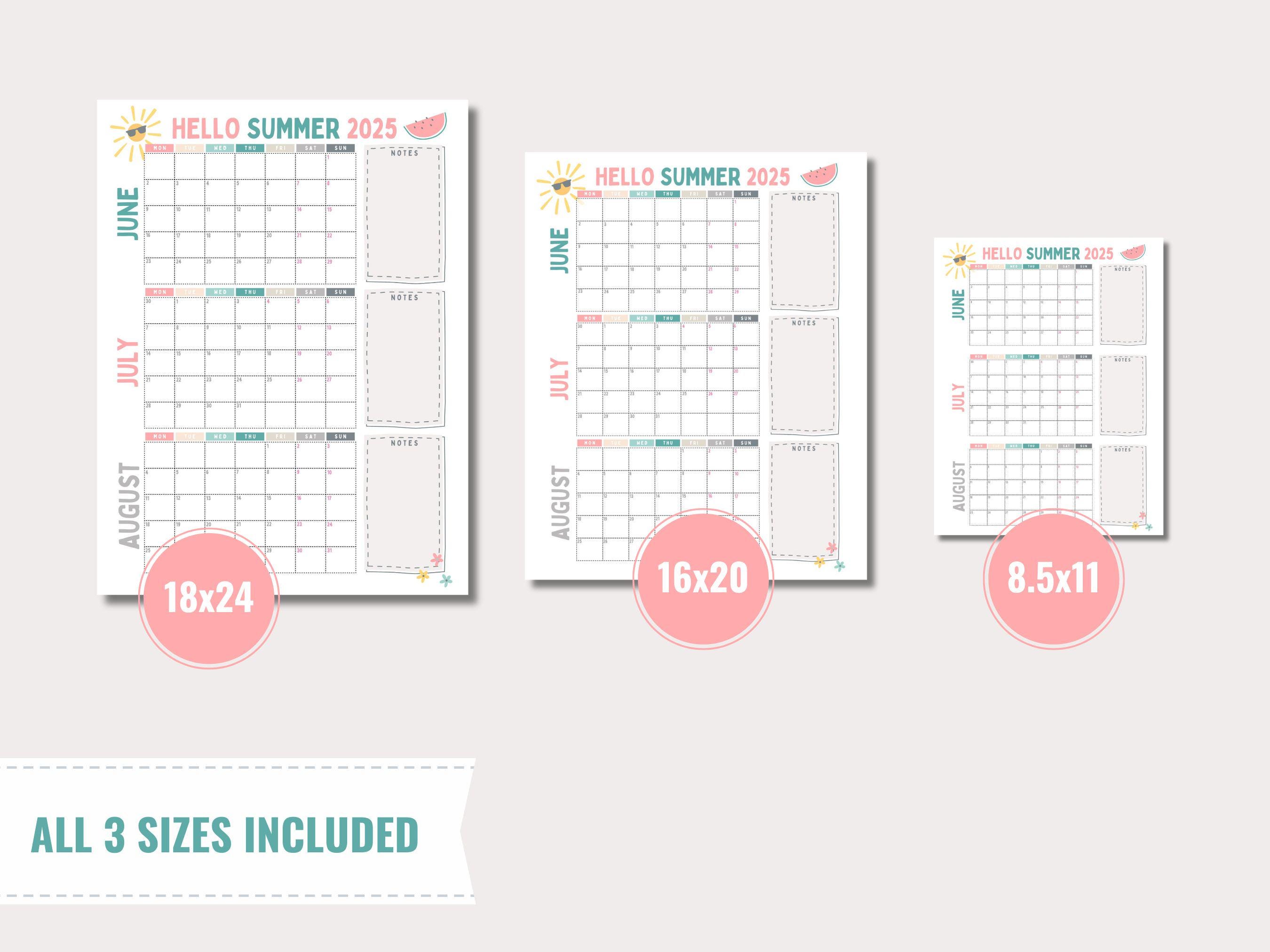 2025 Summer Calendar: Large Printable Planner for Kids (PDF Download ...