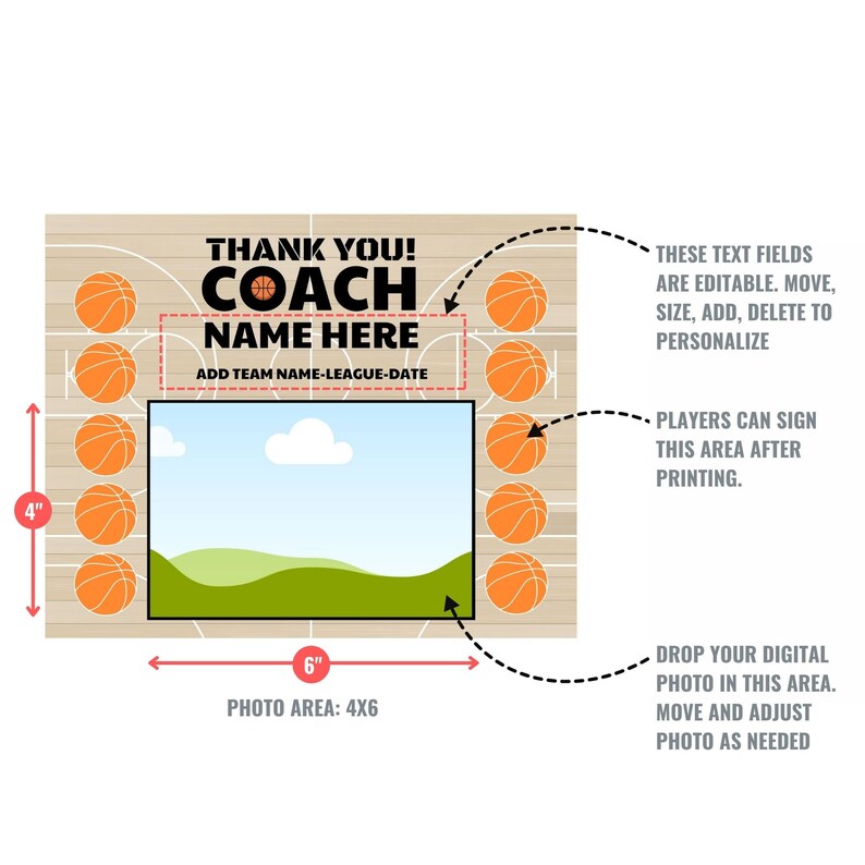 Editable Basketball Coach Gift Printable Instant Digital Download ...